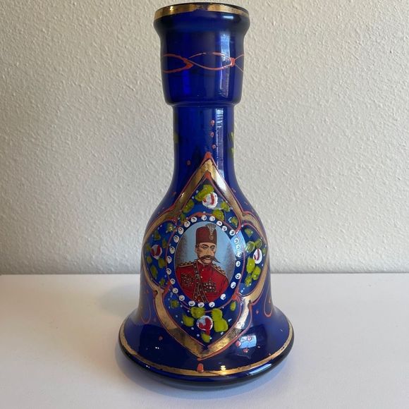 Accents | Cobaltblue Glass Persian Portrait Vase Decanter Pitcher ...